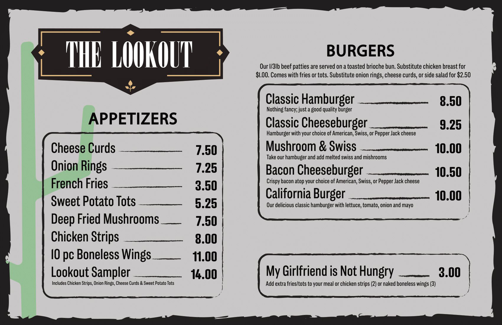 The Lookout – Get on down to the pub for a drink and some grub!